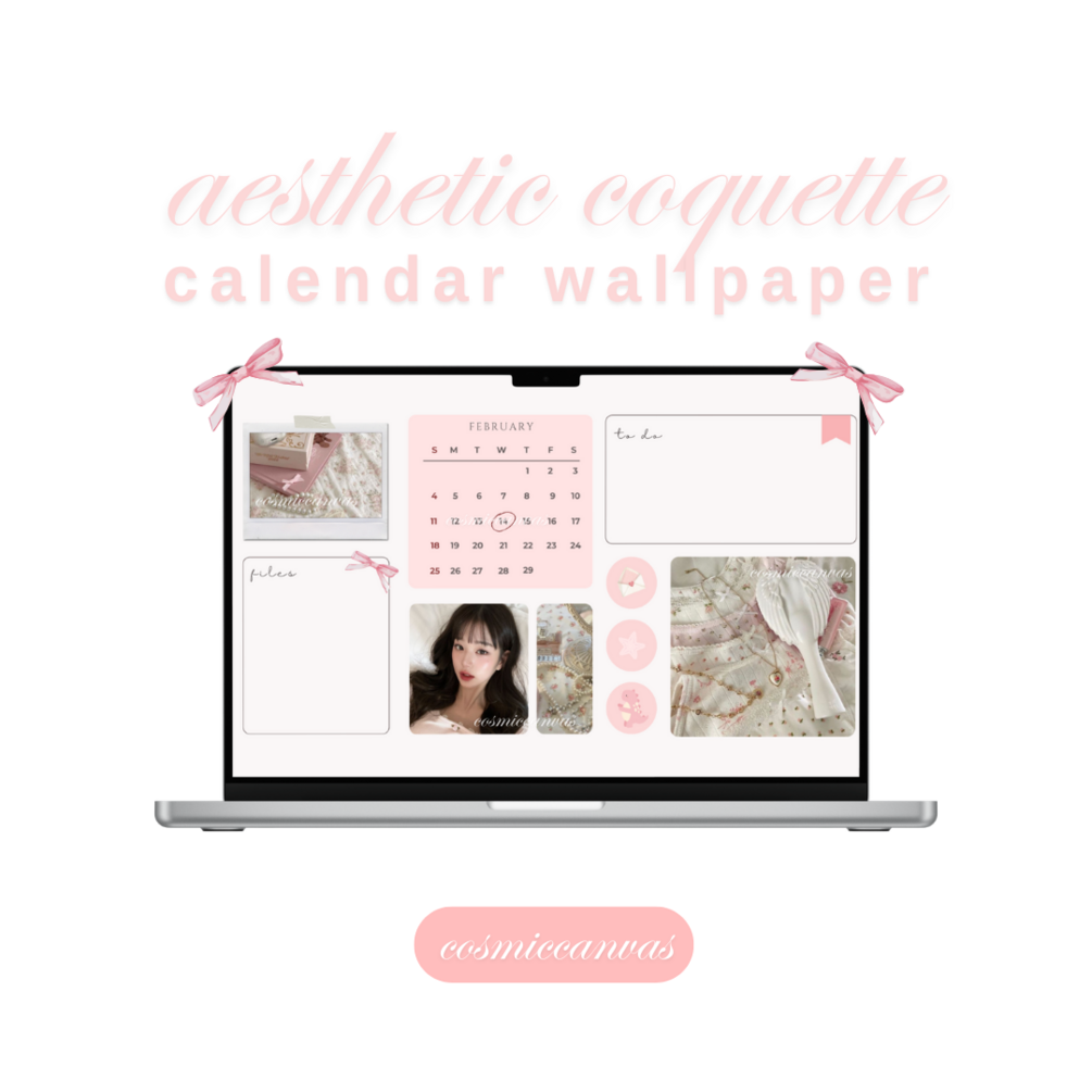 Aesthetic Pink Coquette Calendar Desktop Wallpaper