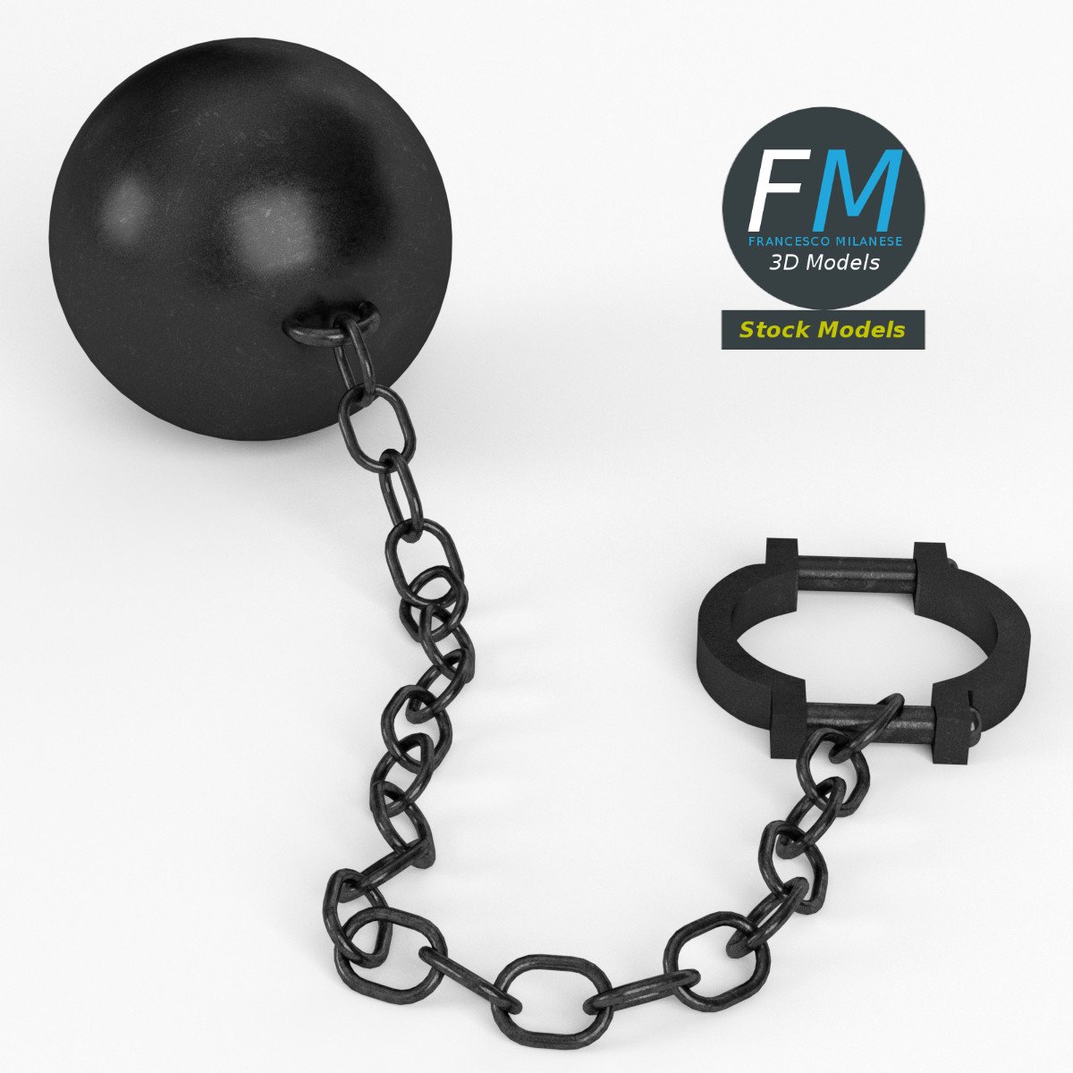3D MODEL - Ball and chain with shackle
