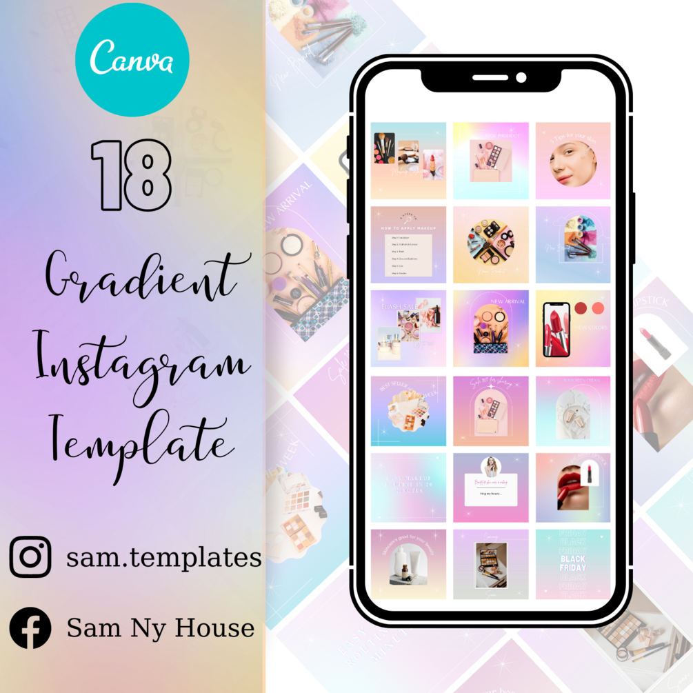 Gradient Instagram Template, Cosmetic & Makeup Gradient Instagram ...