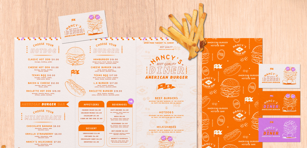 Menu & cards (Burger & Fries restaurant)