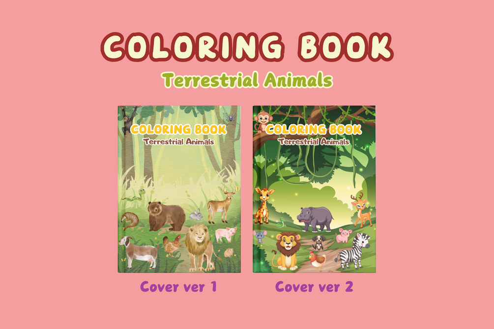 PRINTABLE Coloring Book Terrestrial Animals - DIGITAL DOWNLOAD
