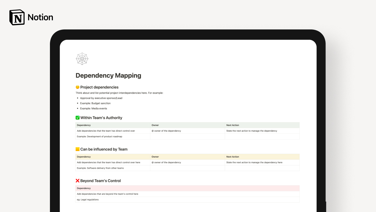 Dependency Mapping Template - Notion Circles