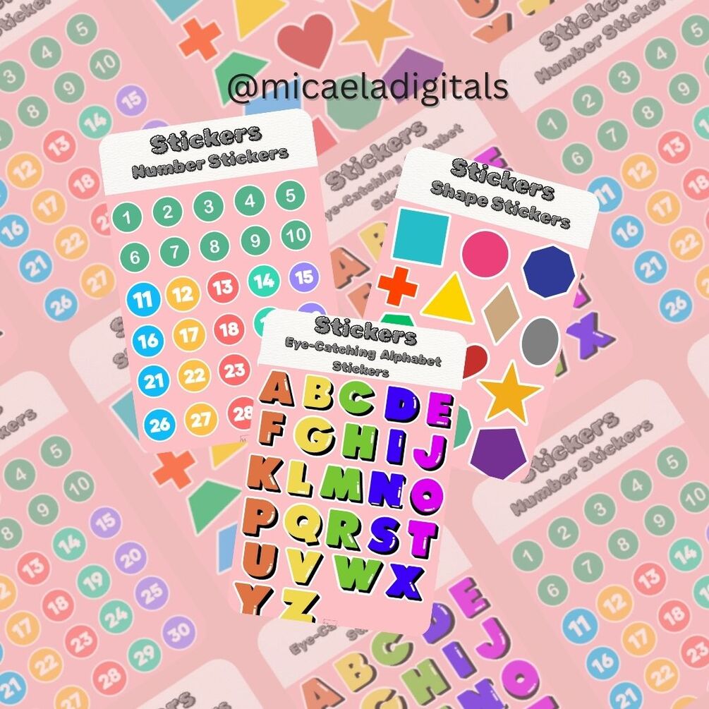 Colorful Learning Trio Stickers: ABCs, 123s & Shapes