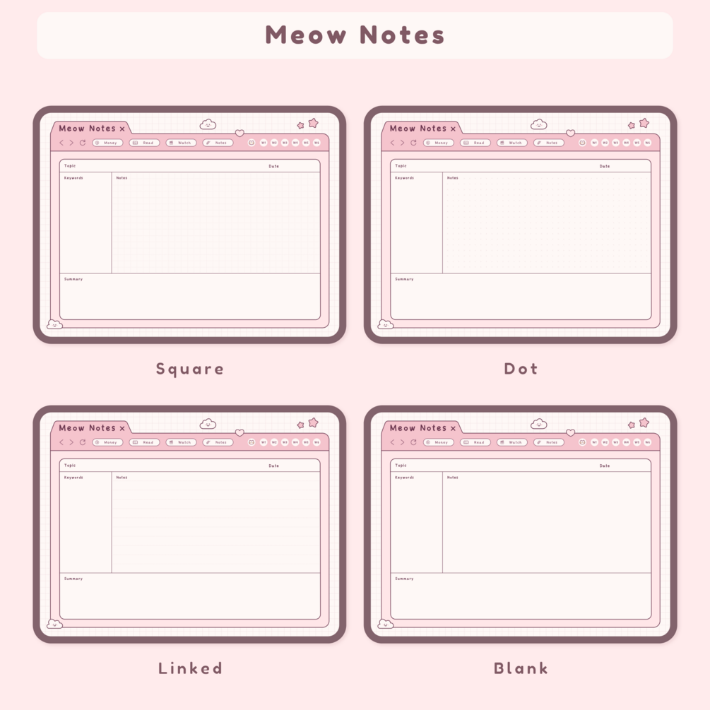 Undated Digital Planner | Monthly, Weekly, Daily | Strawberry Fluffy Ice
