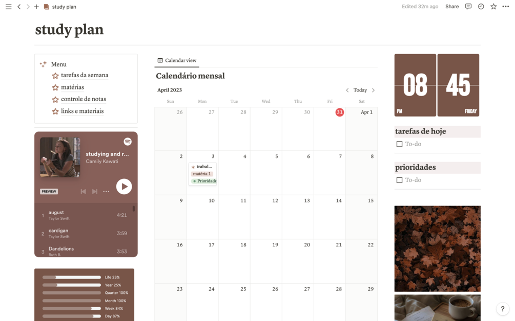 Notion Study Plan Template