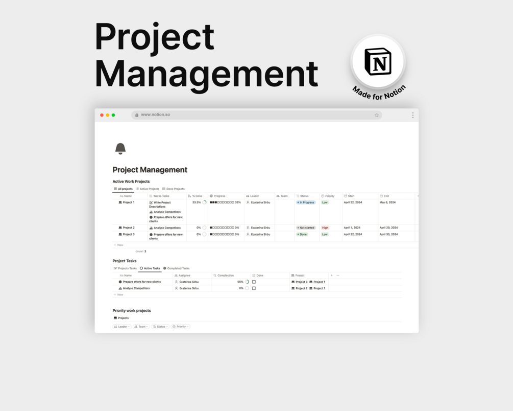 Project Management Notion Template
