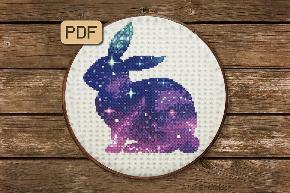 Galaxy Rabbit Cross Stitch Pattern