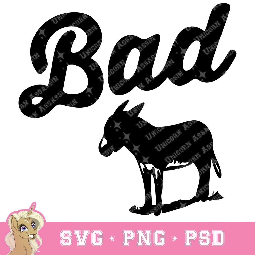 Badass Donkey SVG PNG PSD Cricut Cut File Digital Download