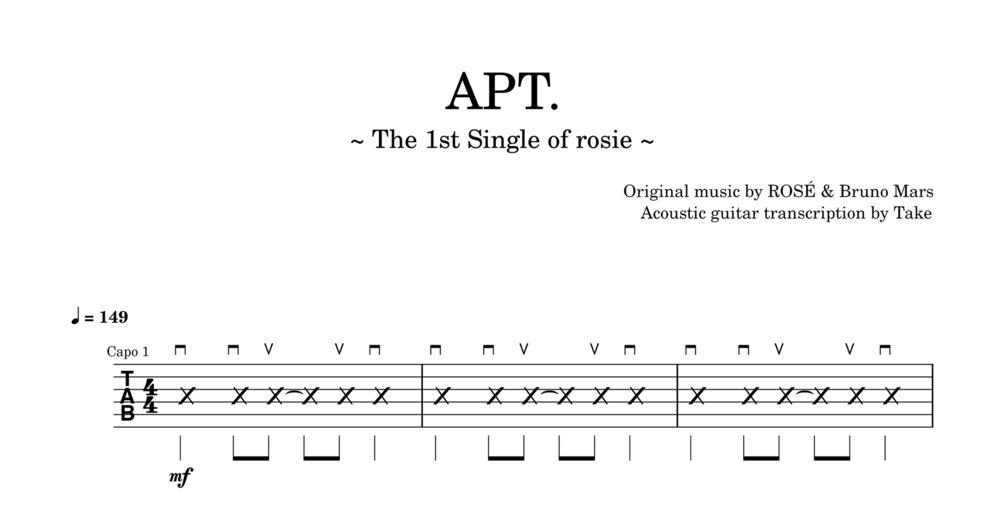 [Acoustic Guitar TAB] ROSÉ - APT.