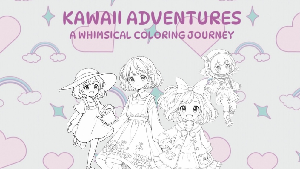 Kawaii adventure coloring book