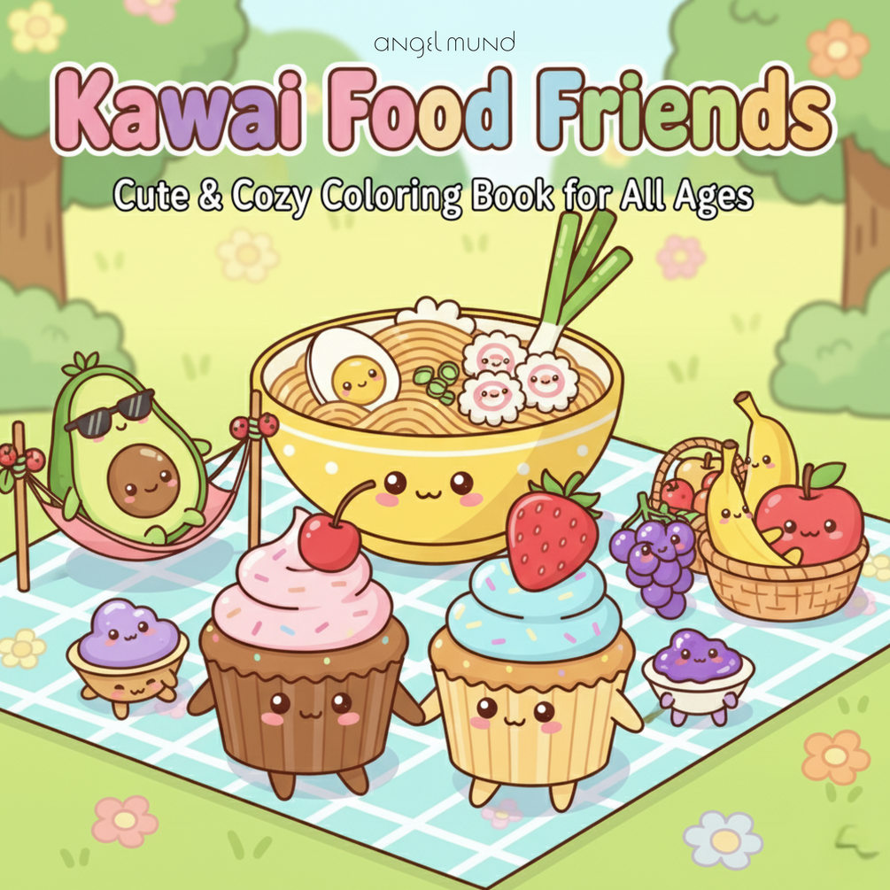 Kawaii Food Friends: Cute & Cozy Coloring Book for All Ages