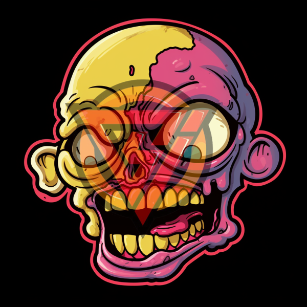 Melting Terror – Half-Rotted Zombie Skull Digital Art (EPS, PSD, SVG)