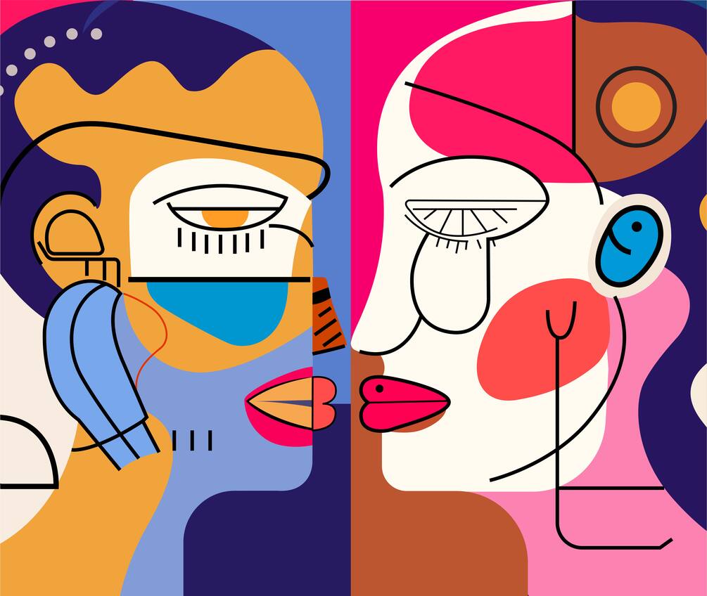 Flat design portrait with abstract shapes 13