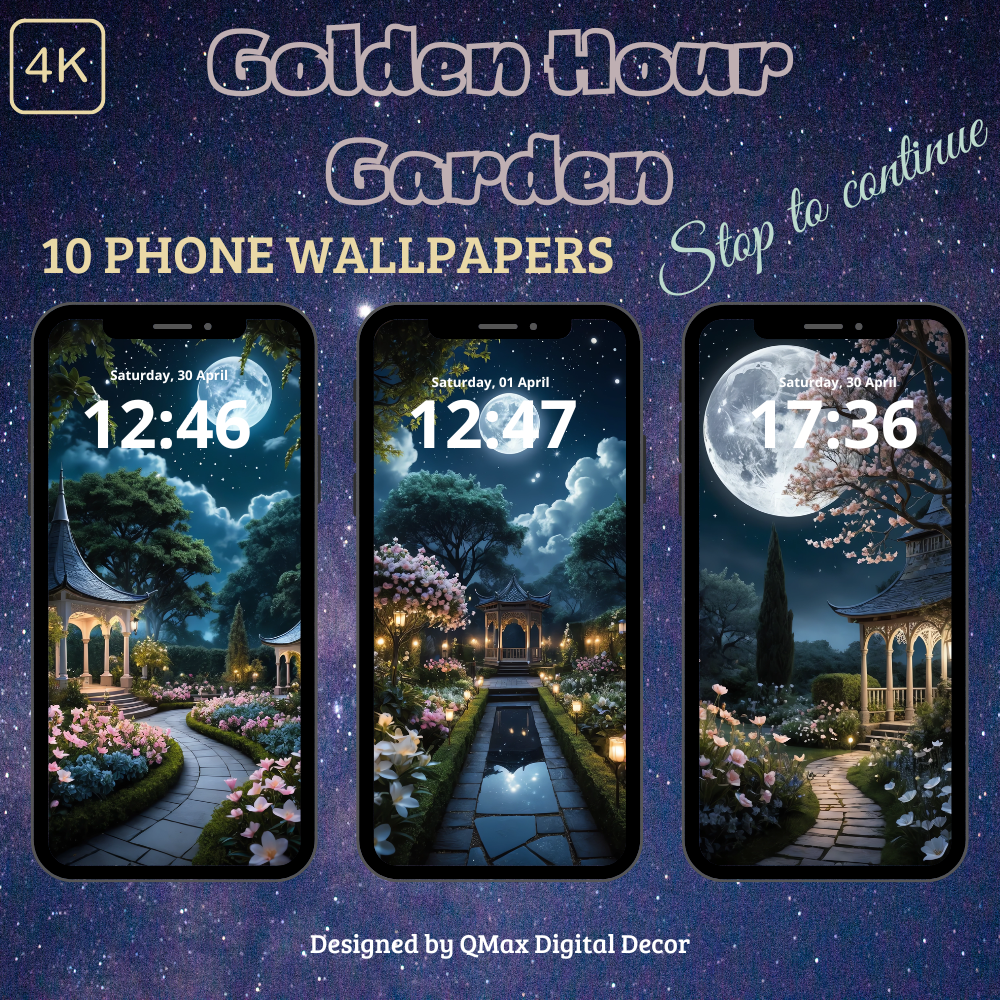 Golden Hour Garden: Phone Wallpaper 🌿🌅🌸