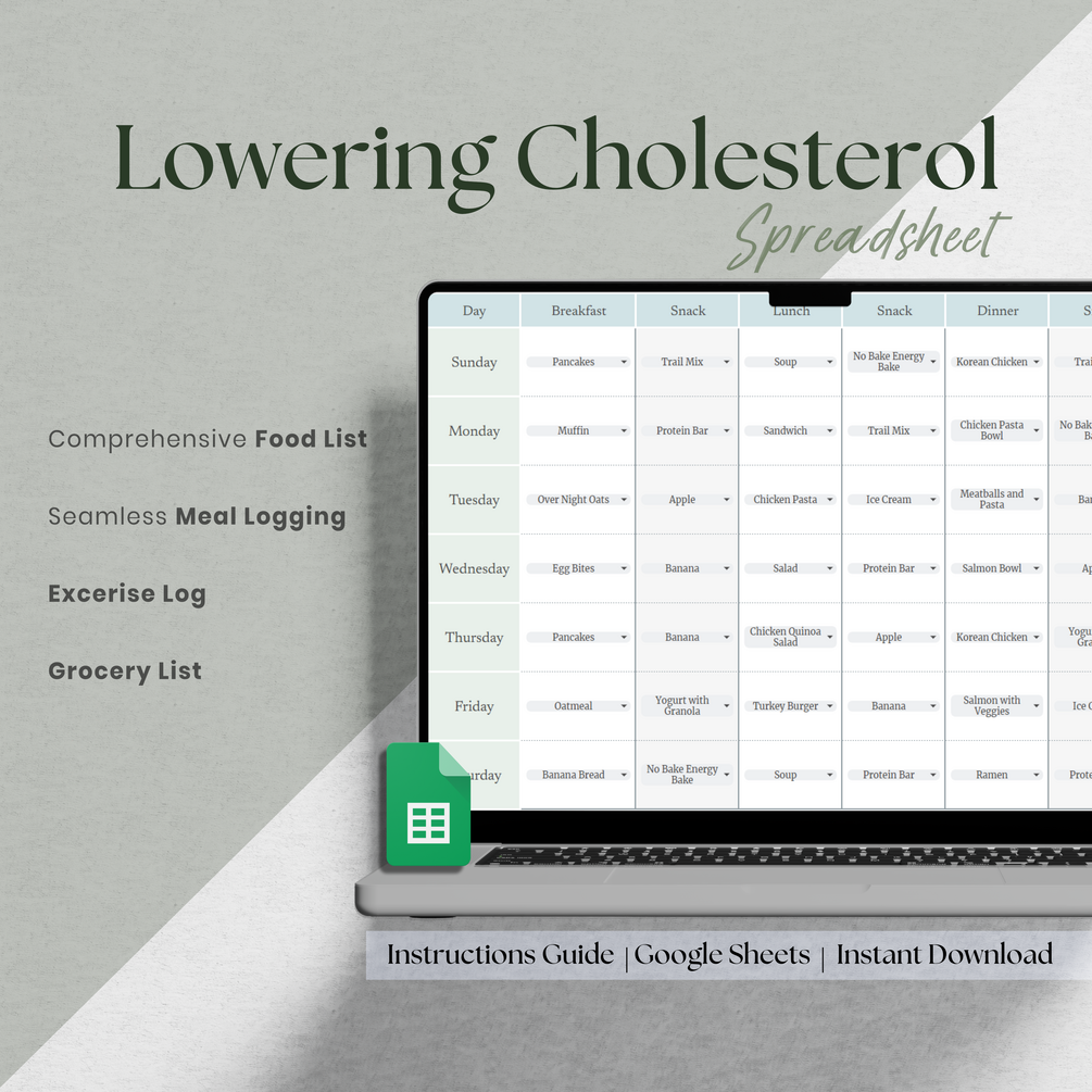 Cholesterol-Lowering and Low Sodium Foods List Google Sheets | Heart ...