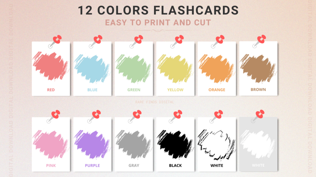 FREE Colors Flash Cards for Kids - Set of 12