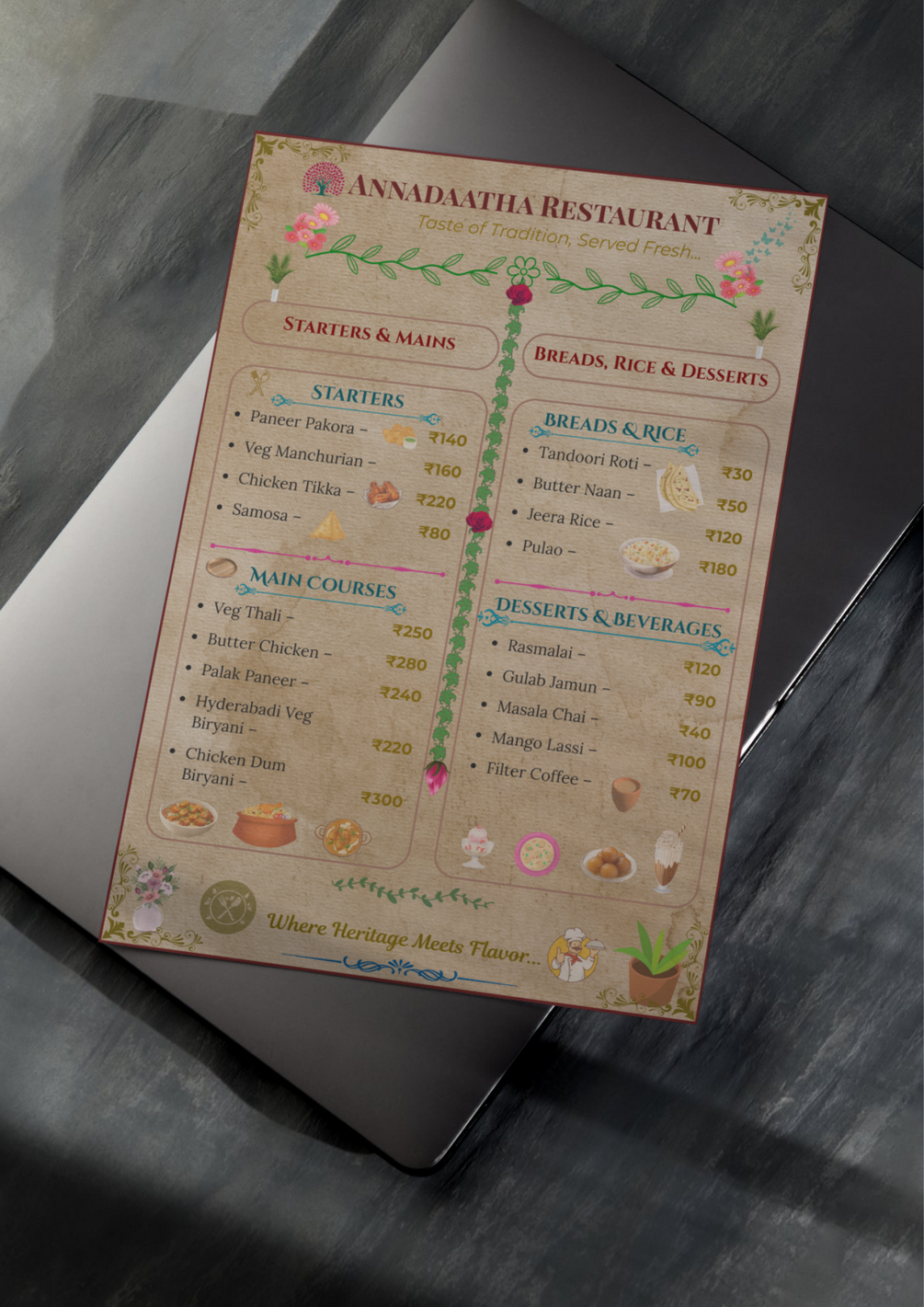 Digital Menu Card Template for Restaurants.