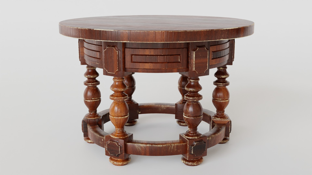 A worn massive table