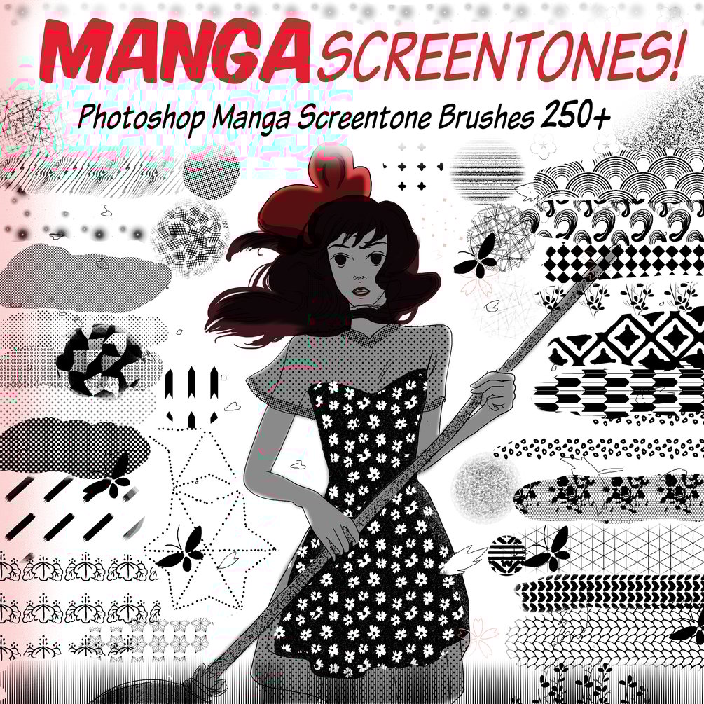 MANGA BRUSH Screentone Photoshop Pattern Set 250+