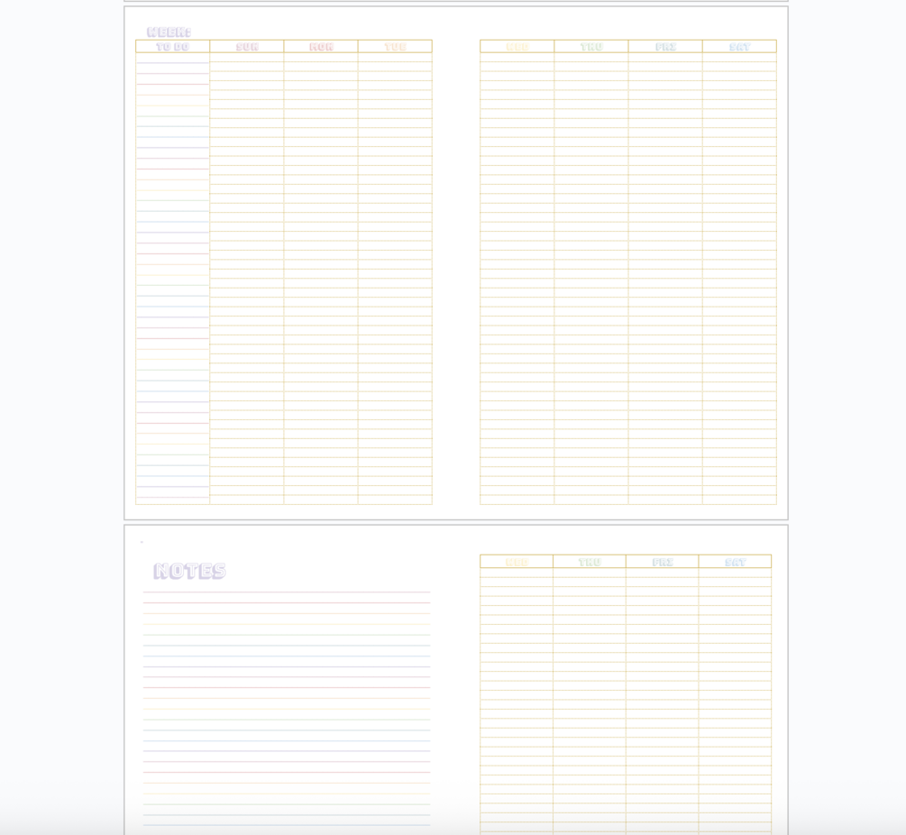 Pastel Rainbow - Unpunched Planner Insert