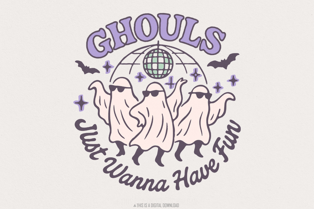 Ghouls Just Wanna Have Fun PNG, Halloween PNG, Cute Ghosts Retro Pastel ...