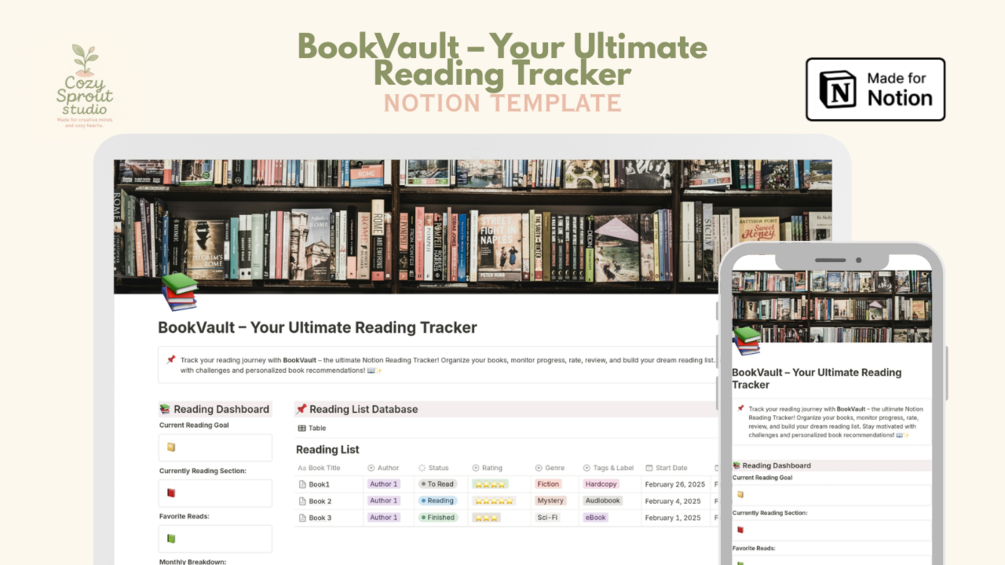 BookVault – Your Ultimate Reading Tracker Notion Template