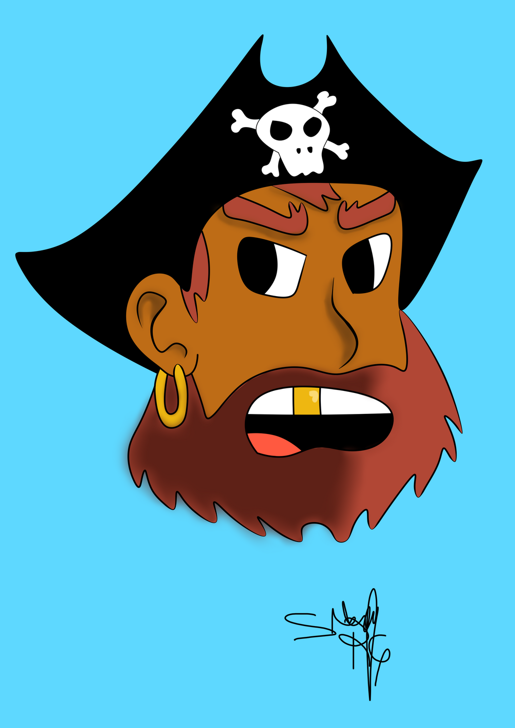 Digital drawing of captain "Ugly Beard".