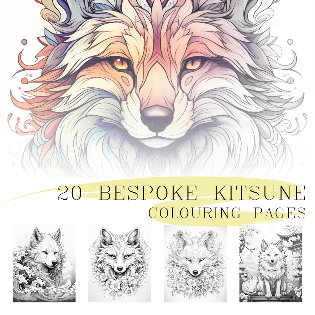 20 Japanese Kitsune Downloadable Coloring Pages