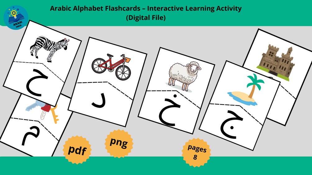 Arabic Alphabet Flashcards – Interactive Learning Activity (Digital File)