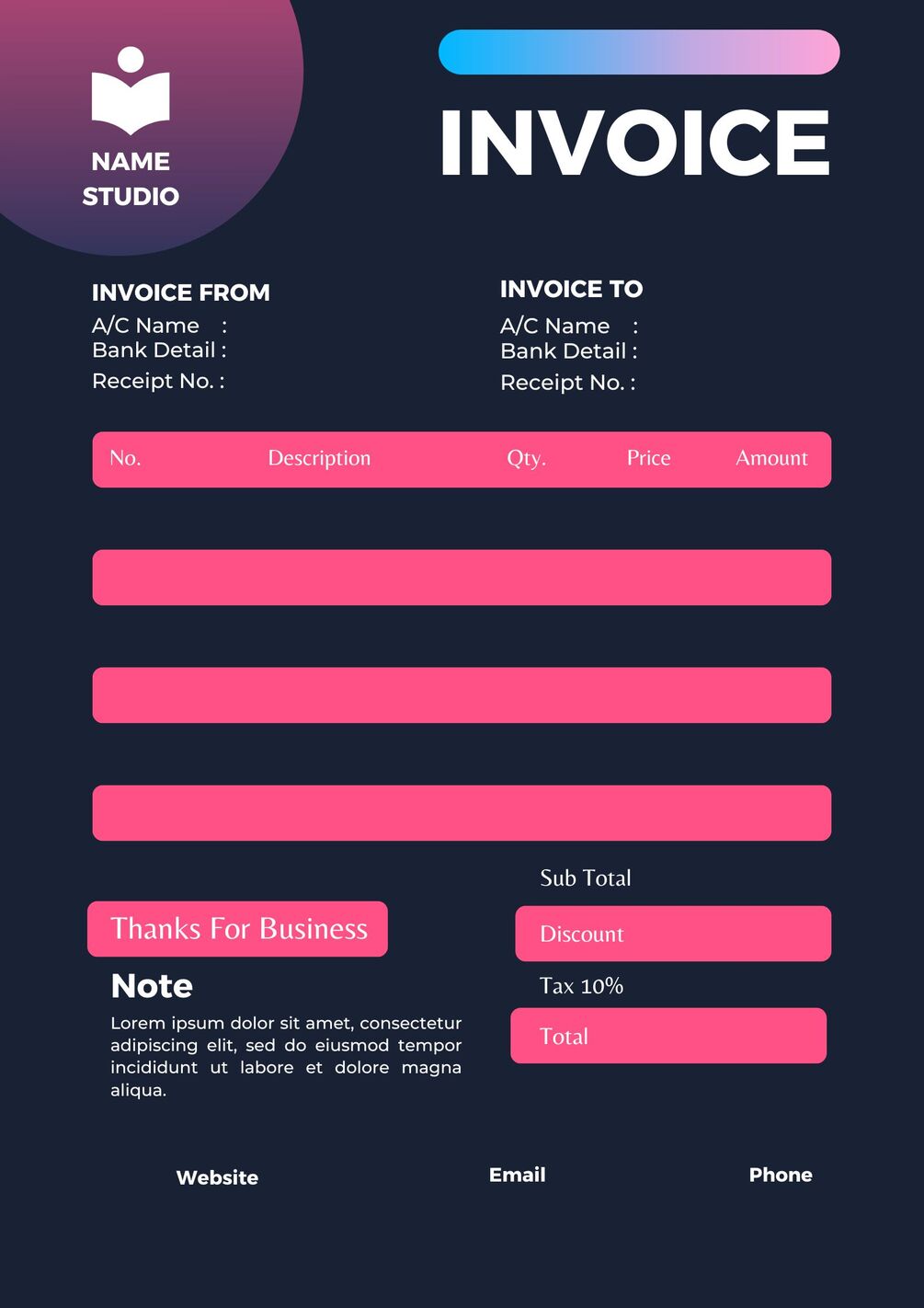 White Purple And Pink Modern Freelance Invoice Poster