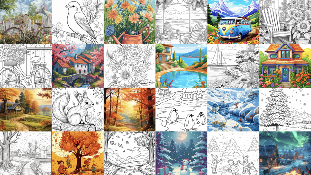 Four Seasons ULTIMATE Coloring Bundle – 1500+ Pages | PDF + JPG + PNG