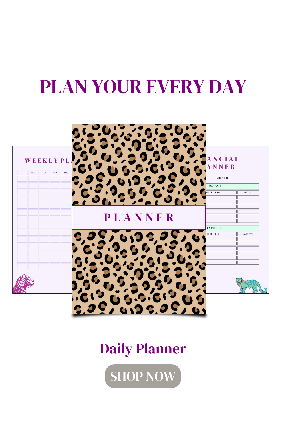 Printable Daily Planner - Trendy Leopard design