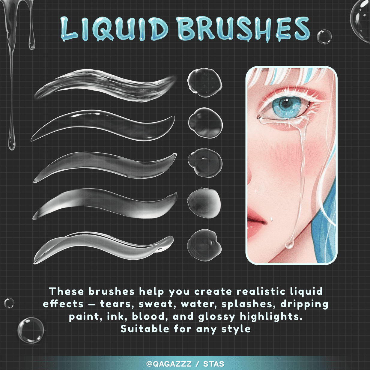 Free Procreate Liquid Brushes – White Water, Glue, Fluid Flow, Splashes ...