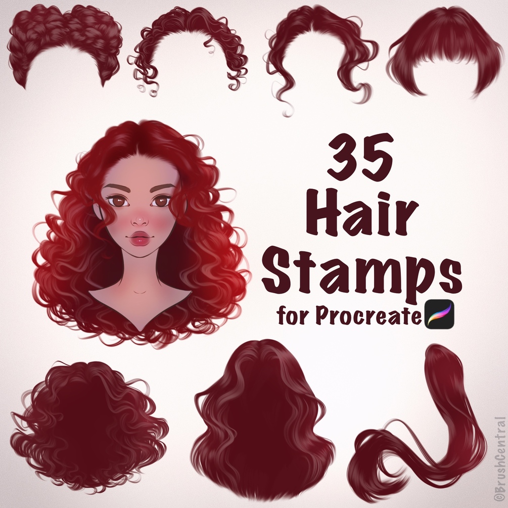 Hair Stamps for Procreate - Easy Hair