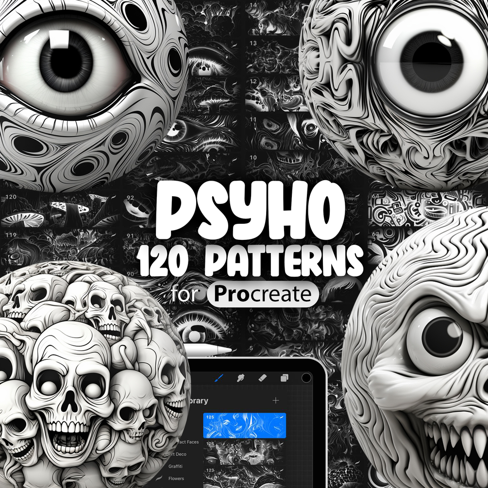 120 Procreate Psycho Patterns Collection