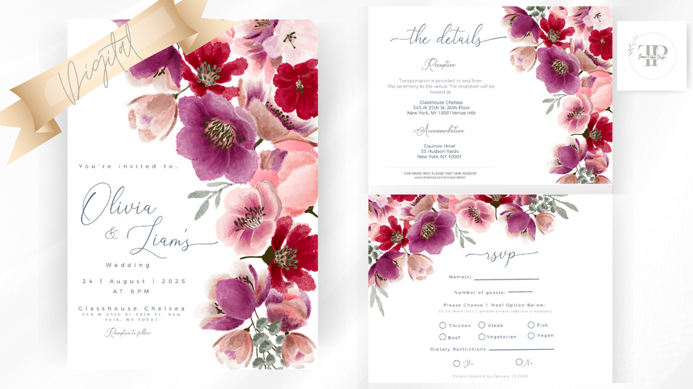 ♥Personalized Wedding Invitation Suite (Invitation, Details, RSVP)♥