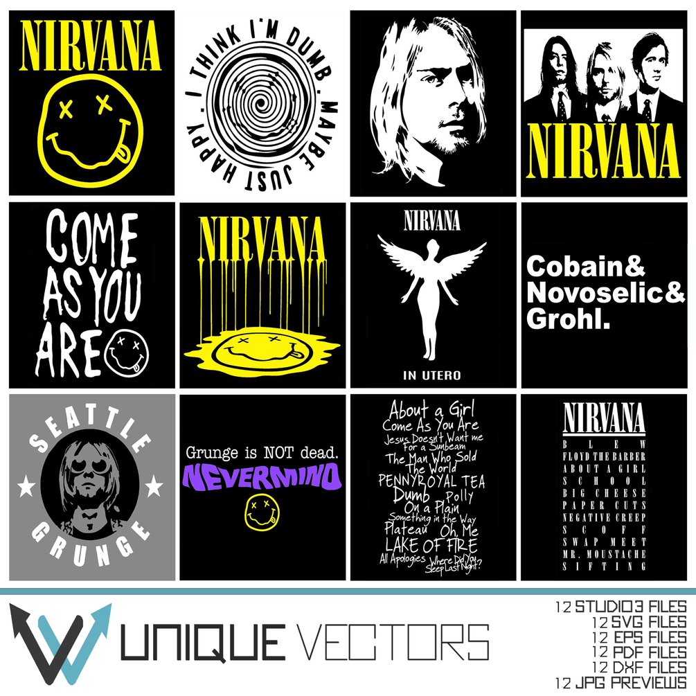 Nirvana 12 Vector Pack (SVG, EPS, DXF, PDF, STUDIO3)