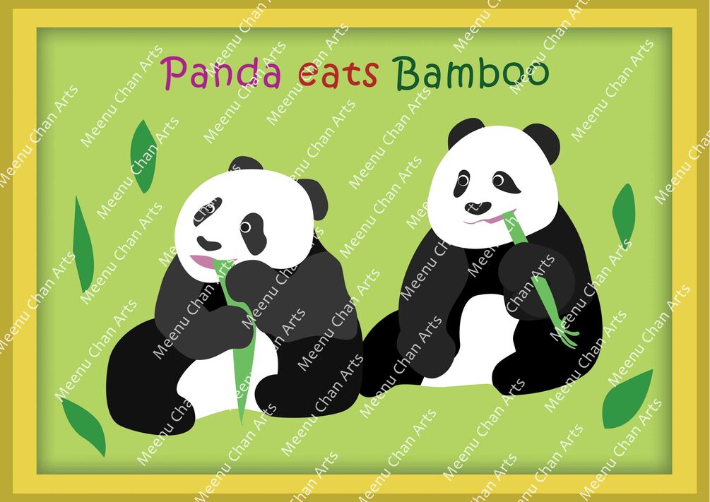 Panda eats Bamboo - Kids Poster