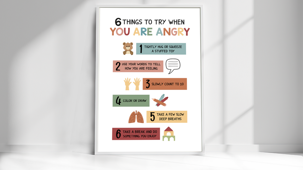 6 Things to Try When You Are Angry. Poster to Grow and Learn