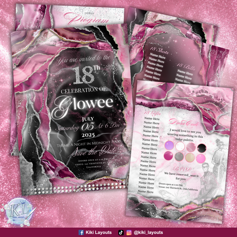 Debut Invitation | 18th Birthday | Celestial Theme | Pink Luxurious ...
