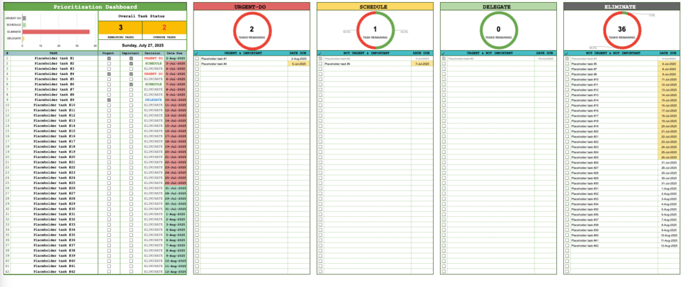 Prioritization Decision Matrix – Pro Template Dashboard