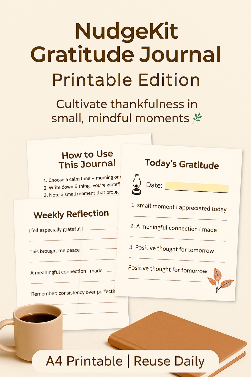 NudgeKit Gratitude Journal – Printable Edition | Cultivate Thankfulness ...