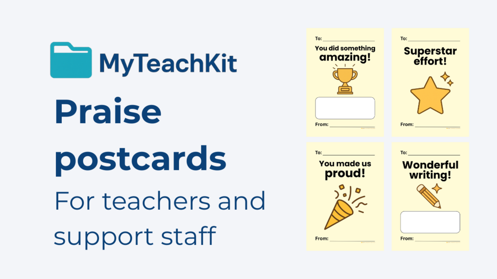 Praise Postcards | MyTeachKit (A4 Printable PDF)