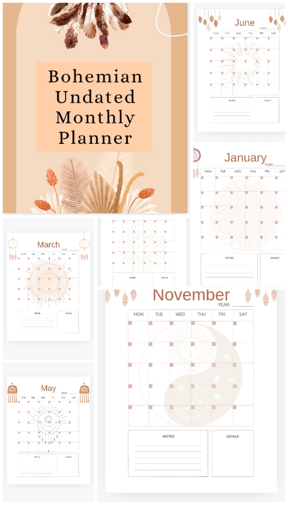 Bohemian Undated Monthly planner