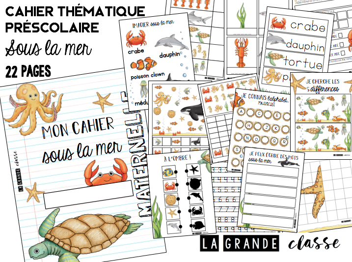Cahier sous la mer préscolaire