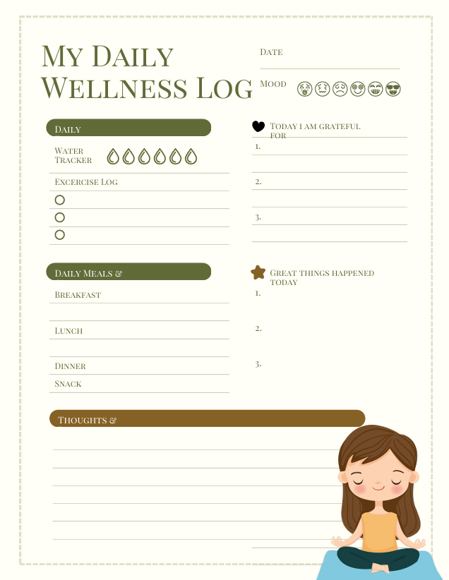 Daily Wellness Journal – Self-Care & Mood Tracker || wellness journal ...