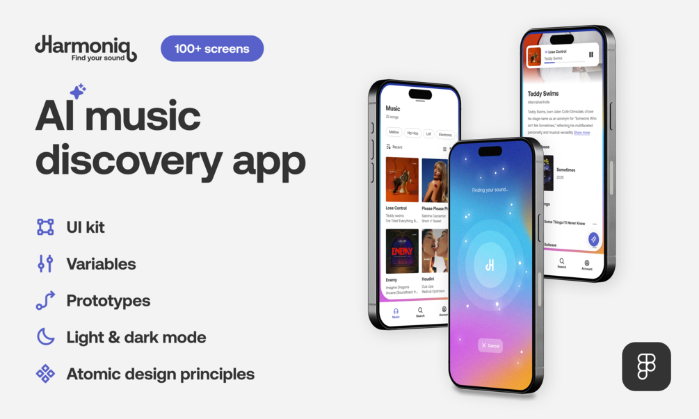 Harmoniq - AI Music Discovery App Figma UI Kit