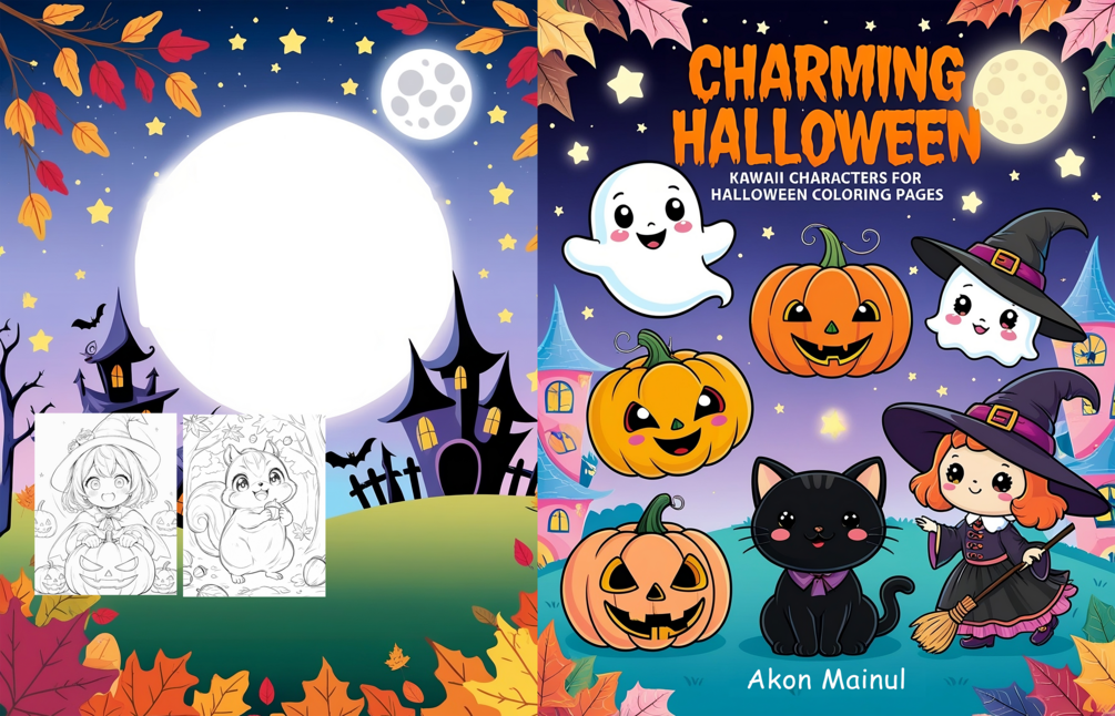 Charming Halloween Kawaii Characters for Halloween Coloring Pages