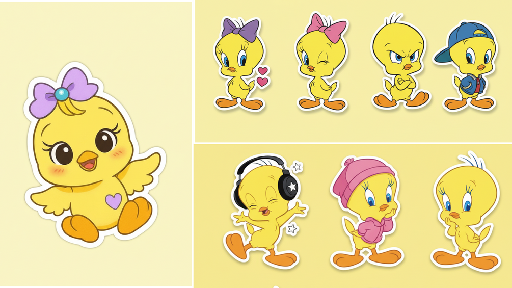 Tweety Stickers Pack – +50 Cute Cartoon Stickers