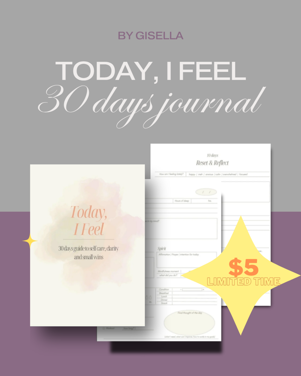 Today, I Feel — 30 days Self-care Journal for mind, body and soul